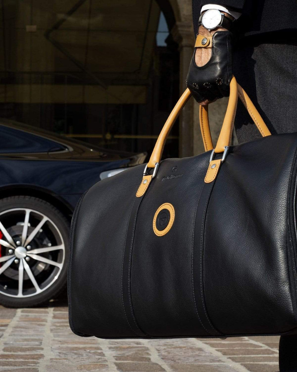 Globetrotter - Full-grain Leather Weekender Garment Bag - Black/Camel ...