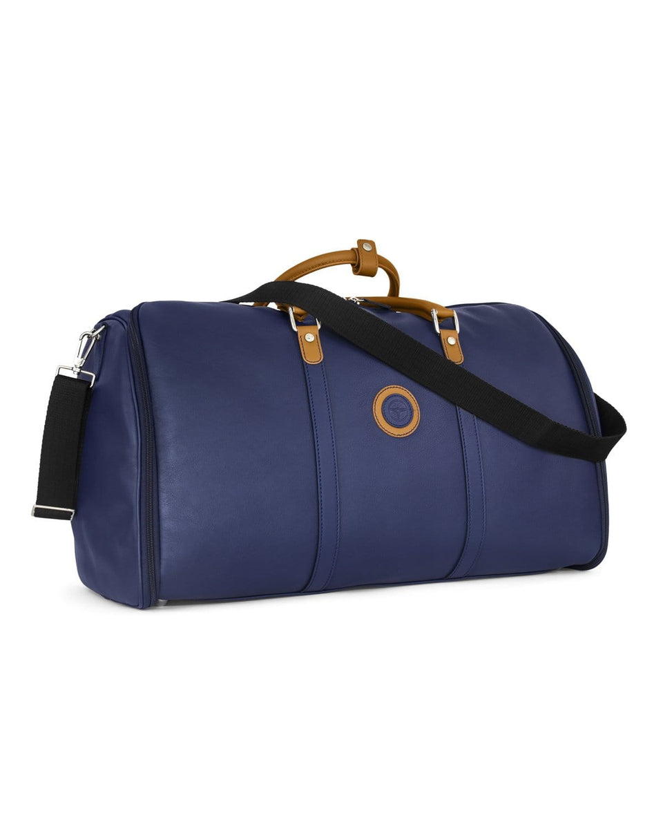 Globetrotter - Full-grain Leather Weekender Garment Bag - Blue/Tan ...